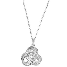 Kette mit Anh&auml;nger Firetti "Schmuck Geschenk Silber 925 Halsschmuck Halskette Ankerkette Knoten", silber (silberfarben, kristallwei&szlig;), Halsketten, Damen, Silber 925 (Sterlingsilber), L: 45, mit Zirkonia (synth.)