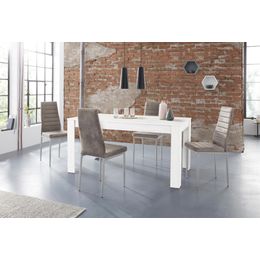Essgruppe OTTO HOME "Lynn160/Kate", wei&szlig; (wei&szlig;, hellgrau,), B:160cm, Sitzm&ouml;bel-Sets, Essgruppe, Tisch mit 4 St&uuml;hlen