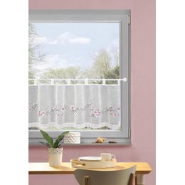 Scheibengardine Home Wohnideen "ELLY" Gr. 1, rosa (ros&eacute;), B:120cm H:45cm, Leinenstruktur, Polyester, Gardinen, Cafehaus,Leinenstruktur,bestickt