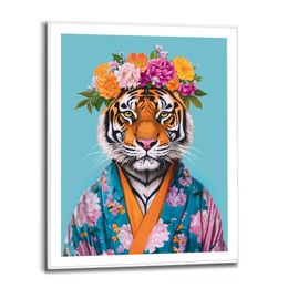 Poster Reinders "Flower Tiger", bunt (farbe bild(er): mehrfarbig), B:40cm H:50cm T:1,6cm, Bilder, Poster, Hobbyraum - Blumen - Kimono - Mehrfarbig - MDF - Tiere - 40x50 cm