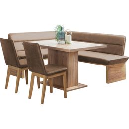Eckbankgruppe OTTO HOME "Beluna + Cross Essecke Sitzgruppe Eckbank K&uuml;chenbank BESTSELLER", braun (cognac,), B:210cm H:89cm T:169cm, FSC-zertifizierter Holzwerkstoff, FSC-zertifiziertes Massivholz, Polyester, Sitzm&ouml;bel-Sets, Eckbankgruppe, Sitzgruppe Esszimmer St&uuml;hle Tisch und Bank bequem gepolstert