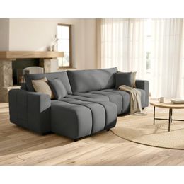 Ecksofa OTTO HOME "YLVAA L-Form, 241 cm - OTTO. Verl&auml;ssliche Qualit&auml;t.", anthrazit, B:241cm H:80cm T:52cm, Sofas, Ecksofa, Schlaffunktion (132/200), Bettkasten, Feinstruktur-Bezug