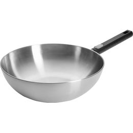 Wok Woll "Logic Steel", silberfarben, schwarz, H:10cm &Oslash;:30cm, Pfannen, Wok, 5-Schicht-Aufbau