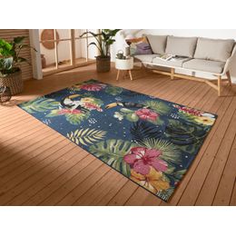 Outdoorteppich Hanse Home "Tropical Dream", bunt (blau,bunt), B:200cm H:3mm L:285cm, Polyester, Polypropylen (PP), Teppiche, Outdoorteppich, In-& Outdoor, Teppich, Wetterfest, Balkon, Garten, Wohnzimmer, Floral