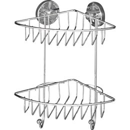 Duschablage Wenko "Bari", silber (chrom), B:16cm H:29,5cm T:22,5cm, Stahl, Regale, Duschablage, 2 Etagen