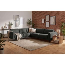 Ecksofa Home Affaire "Sveeva, L-Form, B.288 cm, schwarze Metallf&uuml;&szlig;e", anthrazit, B:288cm H:78cm T:243cm, 100% PES, Sofas, Ecksofa, langlebiger Webstoff, mit Wellenunterfederung, viele Farben
