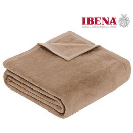 Wohndecke Ibena "Luxus", braun (schlamm), B:150cm L:200cm, Baumwolle, Kunstfaser, Wohndecken, Wohndecke, verschiedene gr&ouml;&szlig;en, uni, kuscheldecke, premium, made in Europe