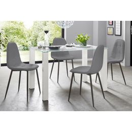 Essgruppe OTTO HOME, grau (wei&szlig;, grau,), B:120cm, Sitzm&ouml;bel-Sets, Essgruppe, mit Glastisch, Breite 120 cm