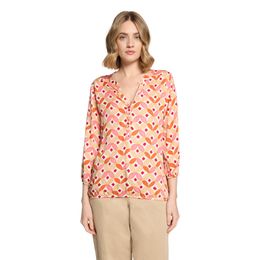 Schlupfbluse Cartoon "Damen mit Muster", Damen, Gr. 46, cream, ros&eacute;, Obermaterial: 100% Viskose, figurumspielend normal, V-Ausschnitt, Blusen Schlupfbluse