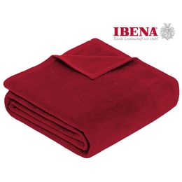 Wohndecke Ibena "Luxus", rot (dunkelrot), B:150cm L:200cm, Baumwolle, Kunstfaser, Wohndecken, Wohndecke, verschiedene gr&ouml;&szlig;en, uni, kuscheldecke, premium, made in Europe
