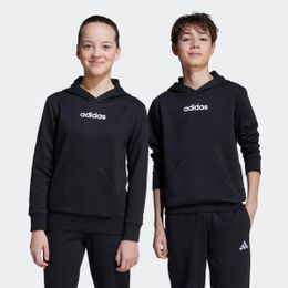 Kapuzensweatshirt adidas Sportswear "J LIN FL HD", M&auml;dchen, Gr. 176, schwarz-wei&szlig; (schwarz, wei&szlig;), Obermaterial: 71% Baumwolle, 29% Polyester, angesetztes B&uuml;ndchen, Sweatshirts