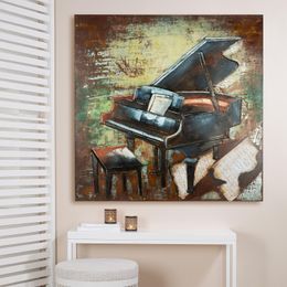 Metallbild CASABLANCA BY GILDE "Bild quadratisch Grand Piano schwarz H. 100 cm", farbe bild(er): schwarz, B:100cm H:100cm T:5cm, Metall, Bilder