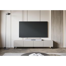 Lowboard Home Affaire "LOWBOARD PHUKET II, TV-Kommode Breite 190cm", kashmir, B:190cm H:40cm T:32cm, FSC-zertifizierter Holzwerkstoff, Kunststoff, Spanplatte, Sideboards, Lowboard, Modernes, griffloses Design mit 4 Klappen in eleganten, matten Farben