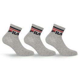 Kurzsocken Fila, Damen, Gr. 35-38, grau melange, Baumwollmischung, elastisch, Socken