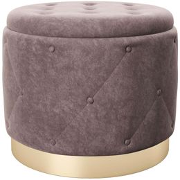 Pouf Playboy "LIZ", altrosa samt, B:50cm H:40cm T:50cm, Metall, Polyester, Sperrholz, Poufs, Pouf, Abnehmbarer Deckel, innen Stauraum f&uuml;r Decken, Kissen und Sonstiges