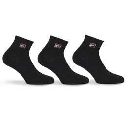 Kurzsocken Fila "UNISEX QUARTER PLAIN SOCKS", Damen, Gr. 39-42, schwarz, Baumwollmischung, unifarben, normal, Socken, mit eingestrickem Logo