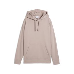 Hoodie Puma "Essentials Fleece Relaxed Hoodie Damen", Damen, Gr. XS, beige (rose latte beige), Obermaterial: 34% Polyester, 66% Baumwolle. Kapuzenfutter: 100% Baumwolle. Rippe: 3% Elasthan, 97% Baumwolle, relaxed fit, Sweatshirts Hoodie