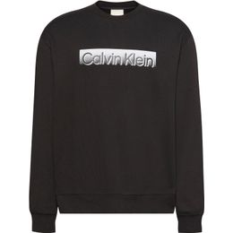 Sweatshirt Calvin Klein "EU SPORTSWEAR GRAPHIC CREWNECK", Herren, Gr. S, schwarz, Sweatware, Obermaterial: 92% Baumwolle, 8% Polyester, unifarben, regular fit normal, Rundhals, eingesetzt Rippb&uuml;ndchen, Sweatshirts Sweatshirt, Regular fit mit Logodruck