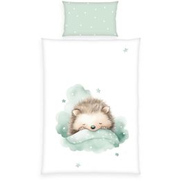 Babybettw&auml;sche Baby Best "babybest Kleiner Igel", bunt, B/L: 100cm x 135cm, Renforc&eacute;, B/L: 40cm x 60cm, 2 Stk., Renforc&eacute;, Obermaterial: 100% Baumwolle, Bettw&auml;sche, Wendebettw&auml;sche