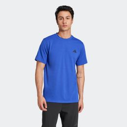 T-Shirt adidas Performance "TR-ES COMF TEE", Herren, Gr. M, blau (semi lucid blau, schwarz), Obermaterial: 76% Polyester, 12% Baumwolle, 12% Viskose, clean, normal, Rundhals, Shirts T-Shirt