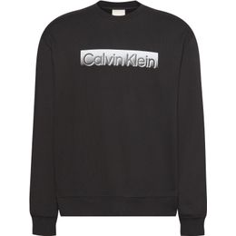 Sweatshirt Calvin Klein "EU SPORTSWEAR GRAPHIC CREWNECK", Herren, Gr. L, schwarz, Sweatware, Obermaterial: 92% Baumwolle, 8% Polyester, unifarben, regular fit normal, Rundhals, eingesetzt Rippb&uuml;ndchen, Sweatshirts Sweatshirt, Regular fit mit Logodruck