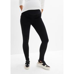 Umstandsjeans bonprix "W&auml;rmende Umstandsjeggings mit leicht angerauter Innenseite", Damen, Gr. 38, N-Gr, schwarz (schwarz denim), Obermaterial: 70% Baumwolle, 29% Polyester, 1% Elasthan. B&uuml;ndchen: 95% Baumwolle, 5% Elasthan, skinny fit, Jeans, Skinny Fit, mit w&auml;rmender Innenseite, hoher Baumwollanteil