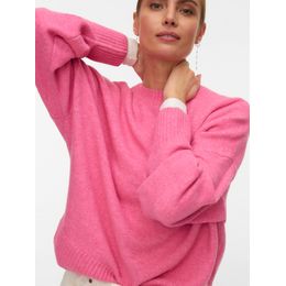 V&eacute;ro Moda Strickpullover VERO MODA "VMBOOM LS O-NECK PULLOVER GA NOOS", Damen, Gr. M, pink cosmos detail:melange, Pullover Strickpullover