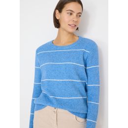 Rundhalspullover Cecil, Damen, Gr. XL (44), fountain blau melange, Strick, Obermaterial: 37% Baumwolle, 34% Polyacryl, 26% Polyester, 3% Elasthan, normal, Rundhals, Rippstrickb&uuml;ndchen, Pullover Rundhalspullover, Pflegeleichter Materialmix