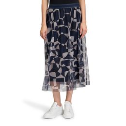 BETTY & CO Midirock BETTY & CO "Damen mit Print", Damen, Gr. 38, dunkelblau, nature, Netz, Obermaterial: 100% Polyester; Futter: 100% Polyester, figurumspielend lang, R&ouml;cke