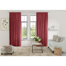 Vorhang OTTO HOME "Parry" Gr. 1, rot (bordeaux), B:140cm H:145cm, Polyester, Recyceltes Material, Gardinen, 2-er Set, blickdicht, monochrom, basic, einfarbig, Bestseller