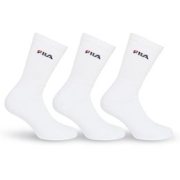 Tennissocken Fila "UNISEX CREW TENNIS FULL TERRY SOCKS", Gr. 39-42, wei&szlig;, Baumwollmischung, unifarben, normal, Socken Tennissocken, mit dezentem Logoschriftzug