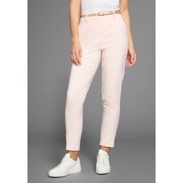 Chinohose Laura Scott, Damen, Gr. 42, N-Gr, rosa (rose), Web, Obermaterial: 94% Polyester, 6% Elasthan, unifarben, figurbetont kn&ouml;chellang, Hosen Chinohose, mit passendem G&uuml;rtel