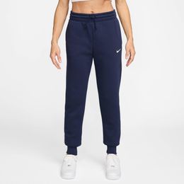 Sporthose Nike Sportswear "W NSW PHNX FLC MR PANT STD", Damen, Gr. XL, N-Gr, blau (midnight navy, sail), Obermaterial: 80% Baumwolle, 20% Polyester, Hosen Sporthose