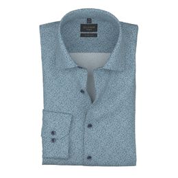 Langarmhemd OLYMP "No 6 six", Herren, Gr. 39, N-Gr, bleu, Web, Obermaterial: 100% Baumwolle, gemustert, sehr schmal normal, 2-Knopf-Manschette, Hemden, super slim, Kentkragen, Businesshemd