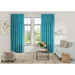 Vorhang OTTO HOME "Parry" Gr. 5, blau (aquablau), B:140cm H:265cm, Polyester, Recyceltes Material, Gardinen, 2-er Set, blickdicht, monochrom, basic, einfarbig, Bestseller