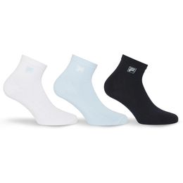 Kurzsocken Fila "UNISEX QUARTER PLAIN SOCKS", Herren, Gr. 43-46, blau (sky), Baumwollmischung, unifarben, normal, Socken, mit eingestrickem Logo