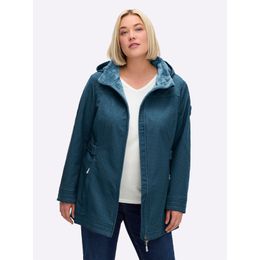 sheego Gro&szlig;e Gr&ouml;&szlig;en Softshelljacke gef&uuml;ttert, wasserabweisend, petrol-meliert, Gr&ouml;&szlig;e 54 - Damen