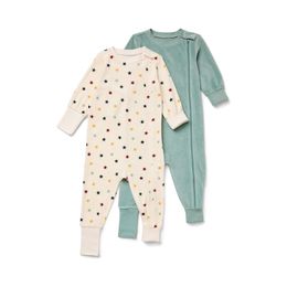 Tchibo - 2 Baby-Nicki-Pyjamas - Baby - Gr. 62/68 - wei&szlig;/print