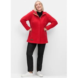 sheego Gro&szlig;e Gr&ouml;&szlig;en Kapuzenfleecejacke mit verdecktem Rei&szlig;verschluss, rot, Gr&ouml;&szlig;e 52 - Damen