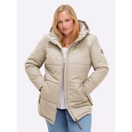 sheego Gro&szlig;e Gr&ouml;&szlig;en Outdoorjacke mit abnehmbarer Kapuze und Jersey-B&uuml;ndchen, sand, Gr&ouml;&szlig;e 48 - Damen