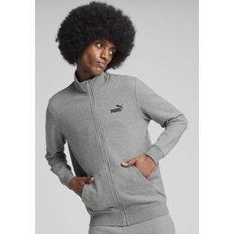 Trainingsjacke Puma "ESS NO. 1 LOGO TRACK JACKET TR", Herren, Gr. M, grau (medium gray heather), Sweatware, Obermaterial: 68% Baumwolle, 32% Polyester, unifarben, regular fit normal, Jacken Trainingsjacke, mit Stehkragen, mit K&auml;ngurutasche, aus Baumwolle