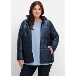 sheego Gro&szlig;e Gr&ouml;&szlig;en Steppjacke mit Kapuze, w&auml;rmend, marine, Gr&ouml;&szlig;e 46 - Damen
