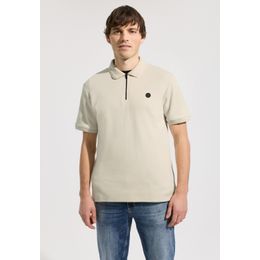 Poloshirt Street One MEN, Herren, Gr. L (42), sandwei&szlig;, 86% Baumwolle, 14% Modal, hoch geschlossener Ausschnitt, Shirts, im soften Baumwoll-Mix