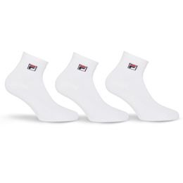 Kurzsocken Fila "UNISEX QUARTER PLAIN SOCKS", Herren, Gr. 43-46, wei&szlig;, Baumwollmischung, unifarben, normal, Socken, mit eingestrickem Logo