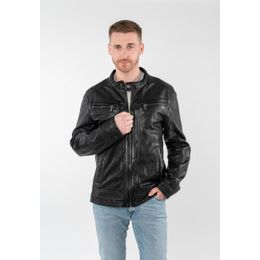 Lederjacke Mauritius "MMRoley", Herren, Gr. XXXL (56), schwarz, Obermaterial: 100% Schafsleder. Futter: 100% Baumwolle. &Auml;rmelfutter: 100% Polyester, unifarben, regular fit h&uuml;ftbedeckend, angesetztes B&uuml;ndchen, Jacken, mit Bikerkragen