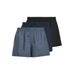 Jack & Jones Boxershorts JACK & JONES "JACMILANO WOVEN BOXERS 3 PACK NOOS", Herren, Gr. L, 3 Stk., schwarz (vintage indigo pack:naval academy, schwarz), Jersey, Obermaterial: 100% Baumwolle, gestreift, kariert, unifarben, weit, Unterhosen, Baumwolle, elastisches B&uuml;ndchen