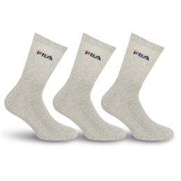 Tennissocken Fila "UNISEX CREW TENNIS FULL TERRY SOCKS", Damen, Gr. 43-46, grau, Baumwollmischung, normal, Socken Tennissocken, mit dezentem Logoschriftzug