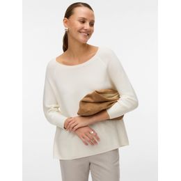 V&eacute;ro Moda Strickpullover VERO MODA "VMNEW NORA 3/4 BOATNECK PULLOVER NOOS", Damen, Gr. M, snow wei&szlig;, Strick, Obermaterial: 100% Baumwolle, unifarben, regular fit normal, U-Boot-Ausschnitt, Pullover Strickpullover