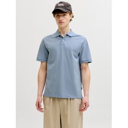 Jack & Jones Poloshirt JACK & JONES "JPRBLUWILL SS WASH POLO SN", Herren, Gr. S, ashley blau, Jersey, Obermaterial: 100% Baumwolle, unifarben, regular fit normal, ohne Ausschnitt, Shirts Poloshirt, Baumwolle, regular fit