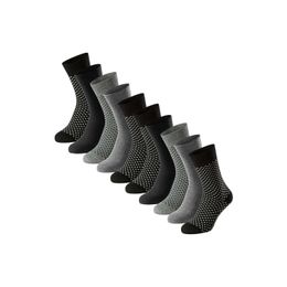 Kurzsocken Schiesser "Socken Bluebird 10P 10er Pack", Herren, Gr. 39-42, schwarz (schwarz, gepunktet), Obermaterial: 77% Baumwolle CO. 22% Polyamid PA. 1% Elasthan EL., Socken Kurzsocken